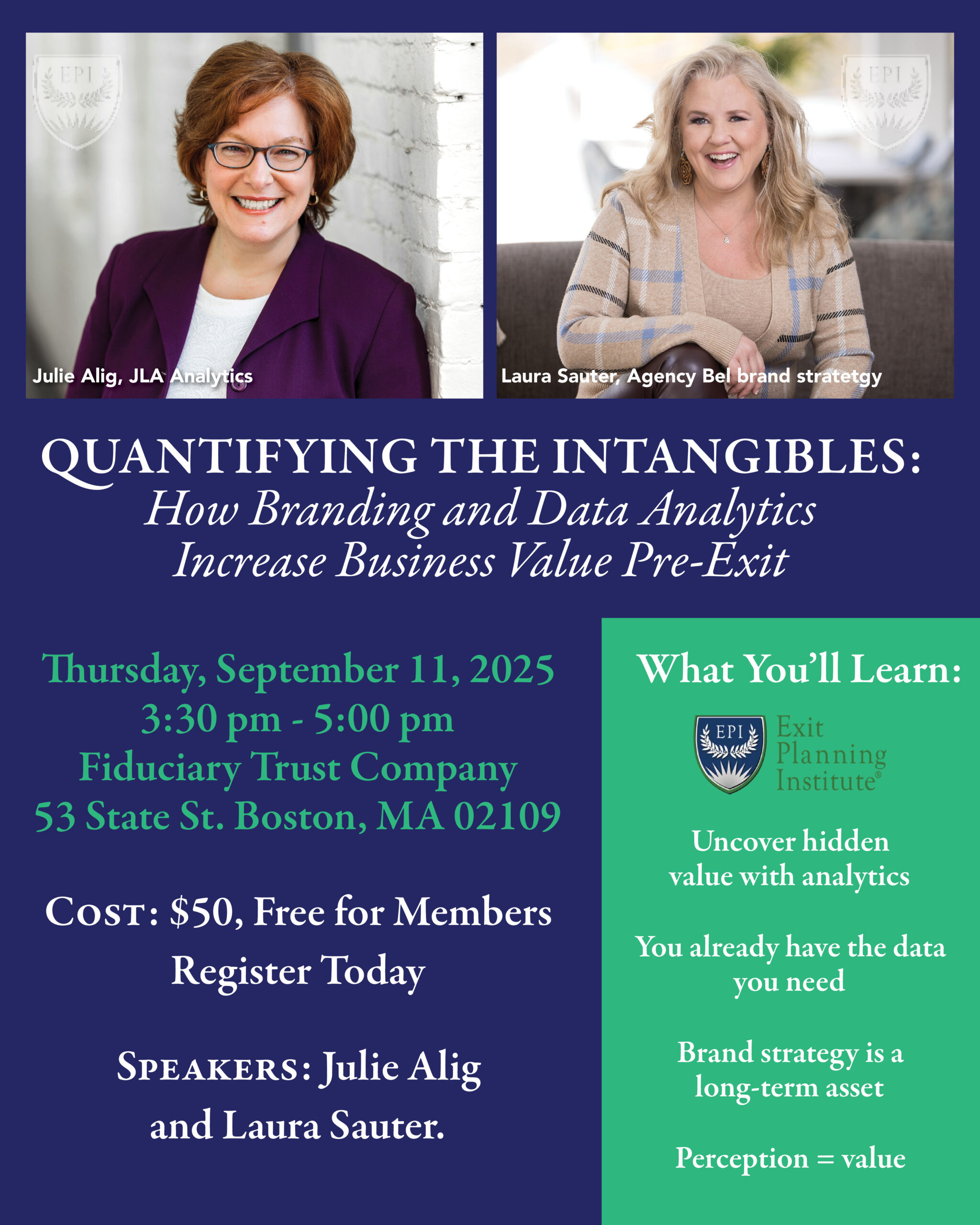 Exit Planning Institute Speaking Boston * Laura Sauter - AgencyBel